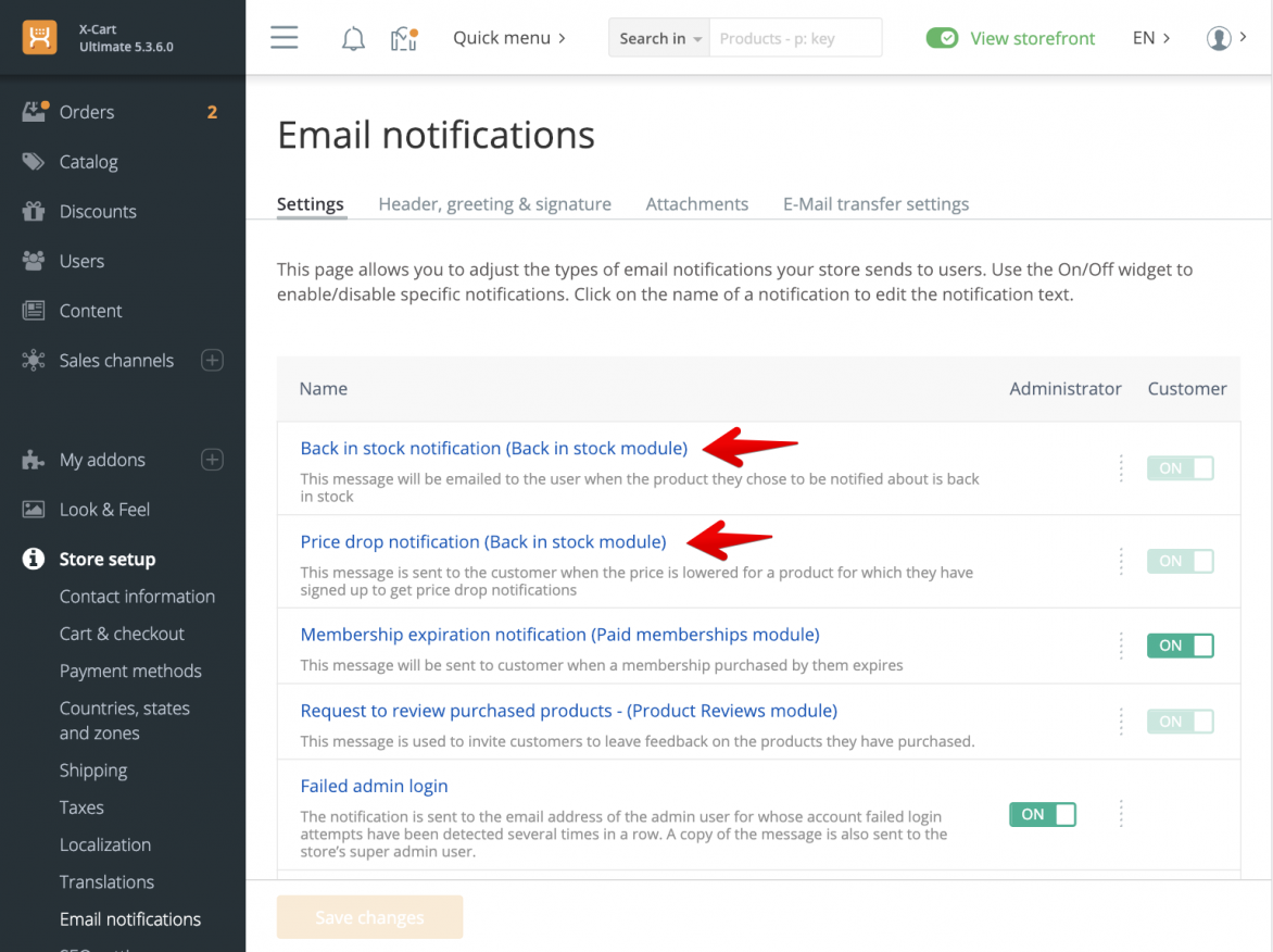 Back in Stock Notifications
