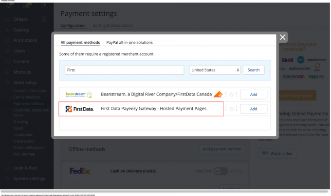 First Data Payeezy Gateway (not supported)